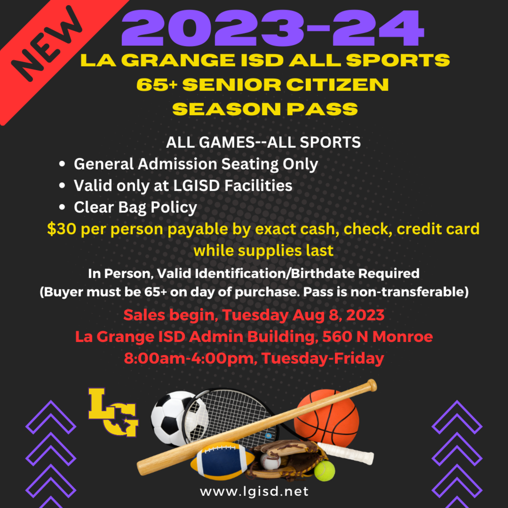 2023-2024 65+ All Sports Senior Citizen Pass | La Grange ISD